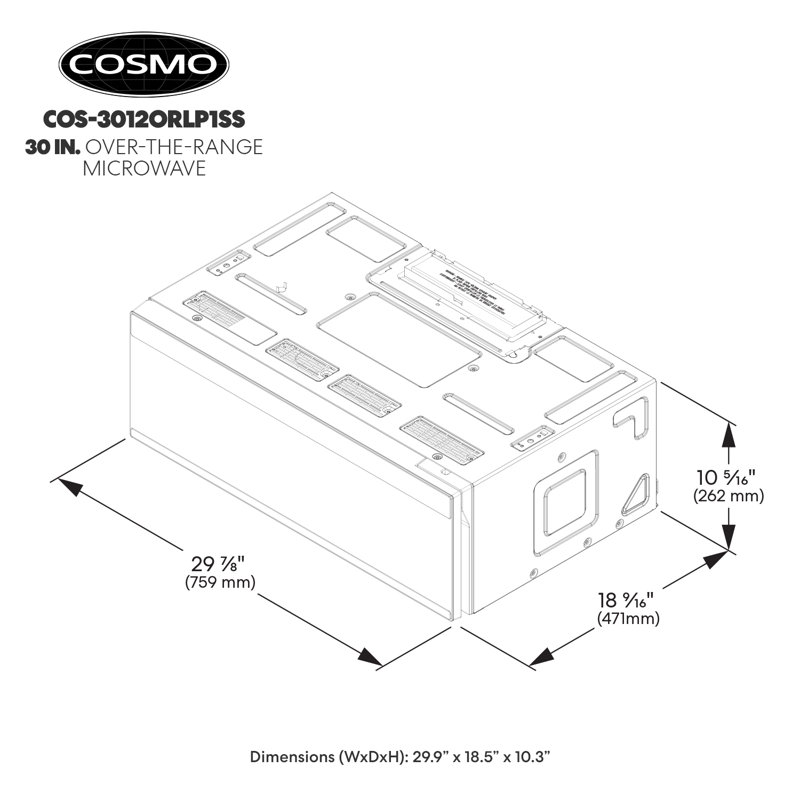 Cosmo 30 in. Slim Over the Range Microwave with Automatic Presets | Wayfair